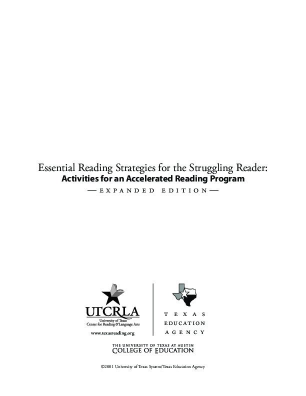 Essential Reading Strategies For Struggling Readers Activities For An 