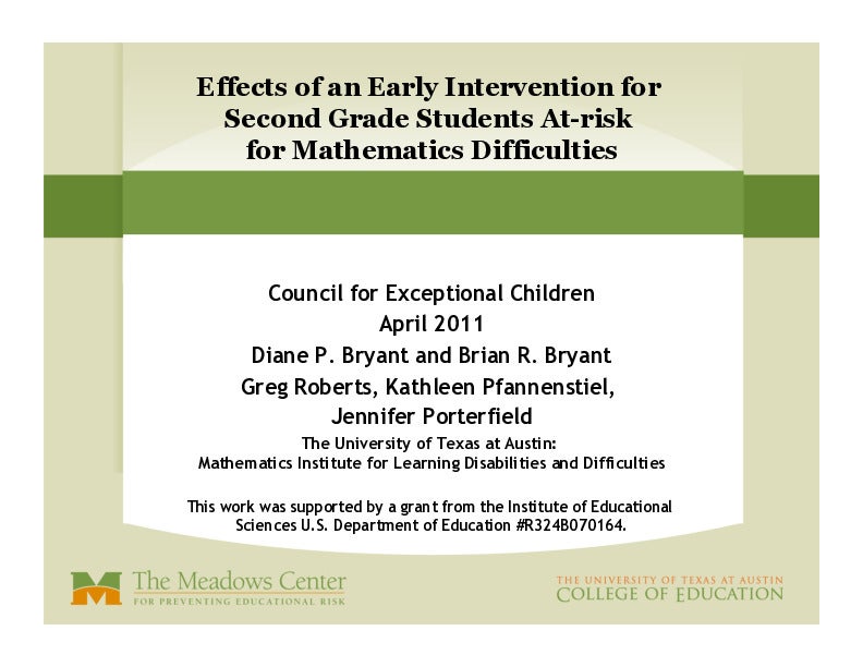 Effects of an Early Intervention for Second-Grade Students At Risk for ...